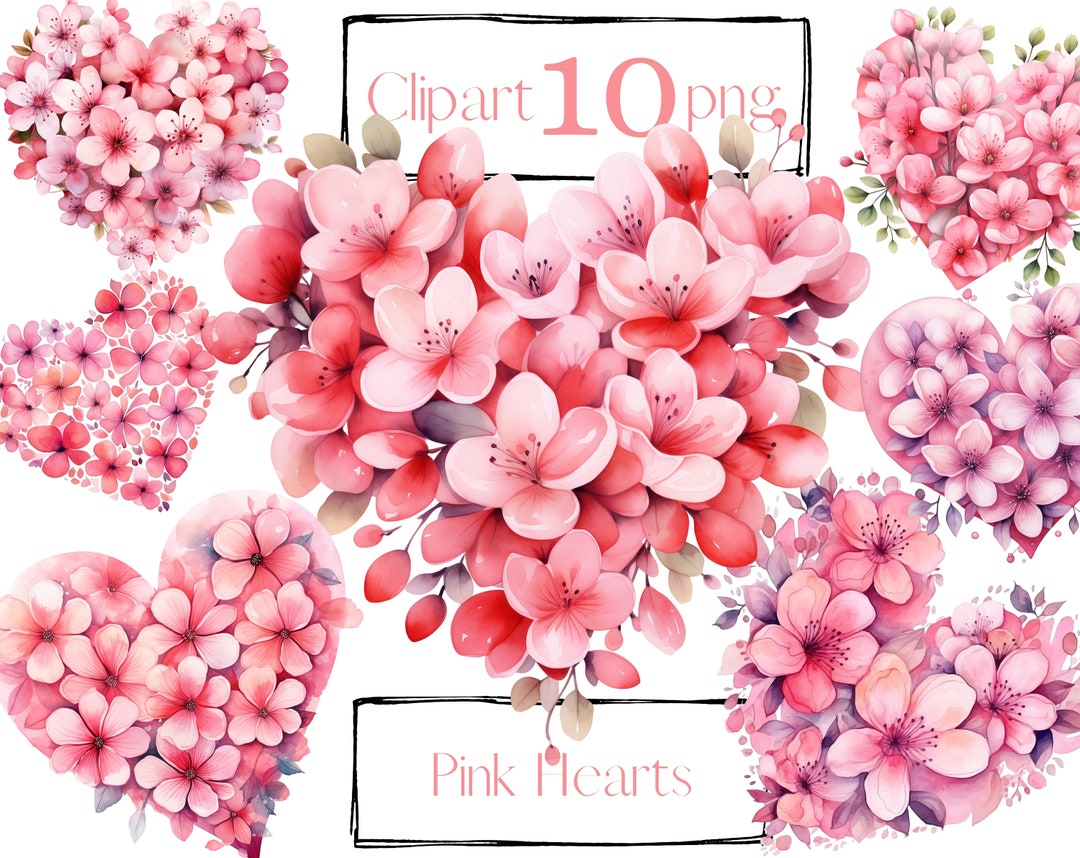Pink Heart Clipart. Valentines Clipart, Love Clip Art, Wedding PNG ...