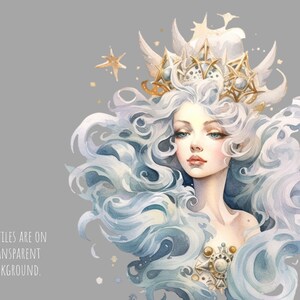 White Lady Clipart, Woman Clipart, Celestial Clipart, White Queen ...