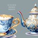 Blue Tea Time Clipart, Tea Set Clip Art, Vintage Teacup Clipart ...