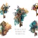 Key Clipart. Vintage Clipart, Retro Clip Art, Boho. Old Key, Png ...