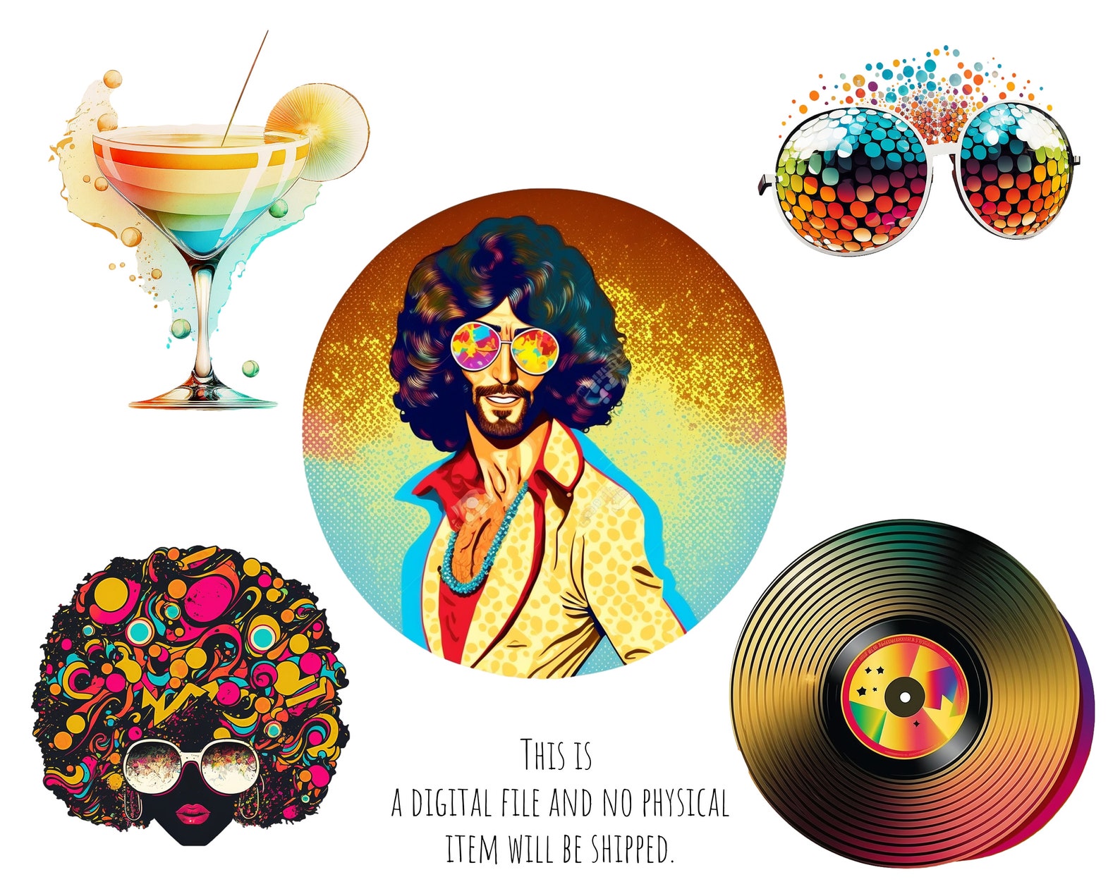 Disco Clipart. Vintage Clipart, Retro Clip Art, Boho. Png. Dance ...