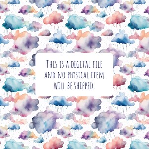 Clouds Digital Paper, Seamless Pattern, Sky Pattern. Moon Clipart, Blue ...