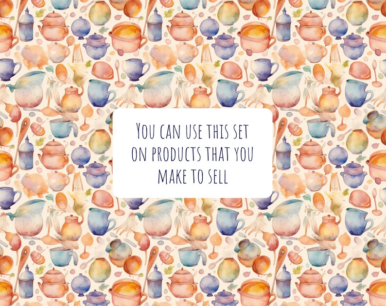 Kitchen Digital Paper Seamless Pattern Dishes Pattern. - Etsy