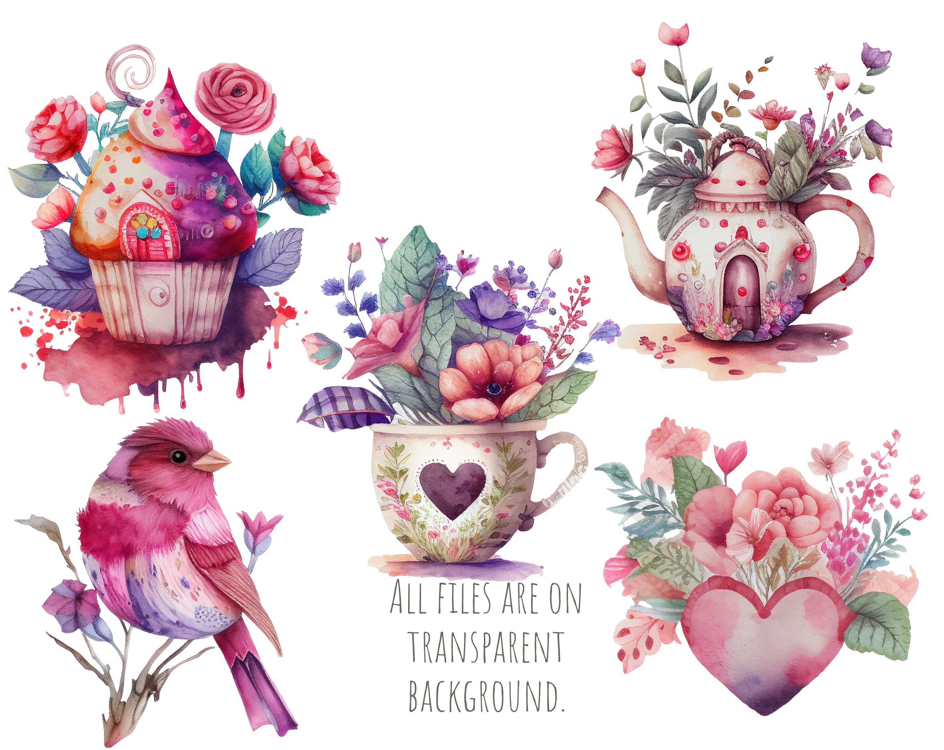 Love Clipart Tea Time Clip Art Png. Digital Watercolor. Free - Etsy ...