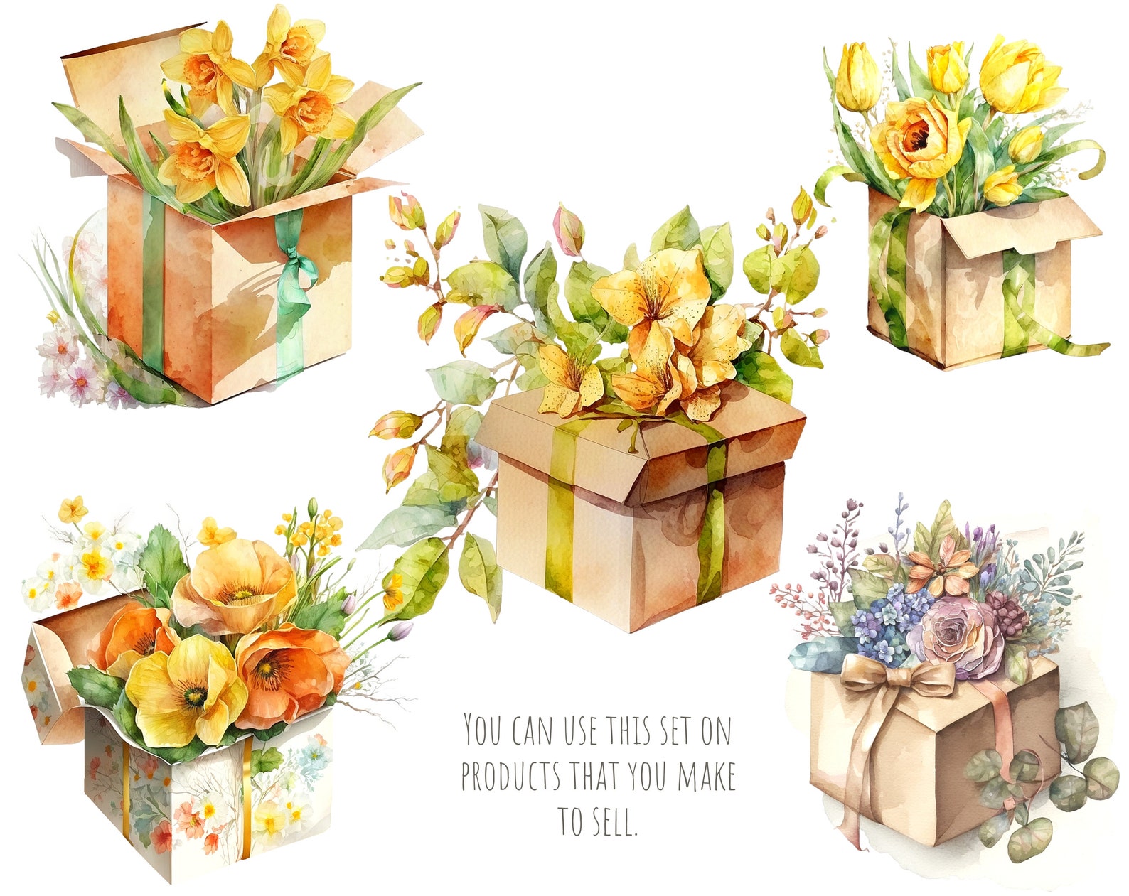 Floral Gift Clipart. Present Clipart. Spring Clipart. Floral Clipart ...