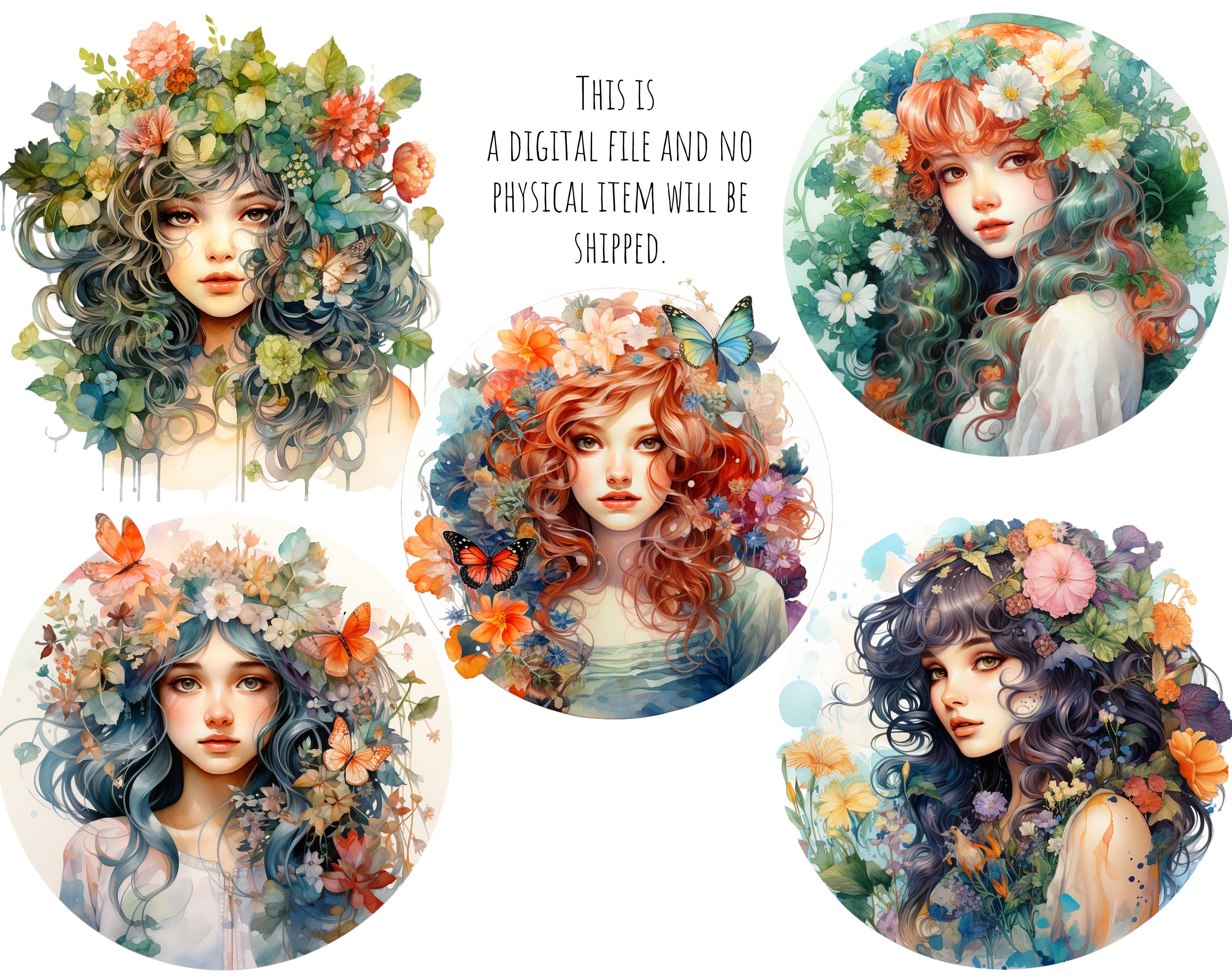 Garden Girl Clipart, Flowers Clipart, Summer Clipart. Floral Clipart ...