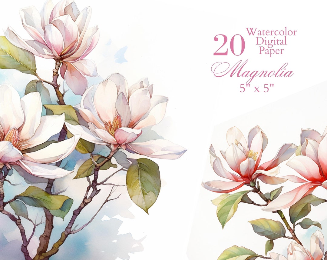 Magnolia Digital Paper Magnolia Pattern Floral Paper. - Etsy