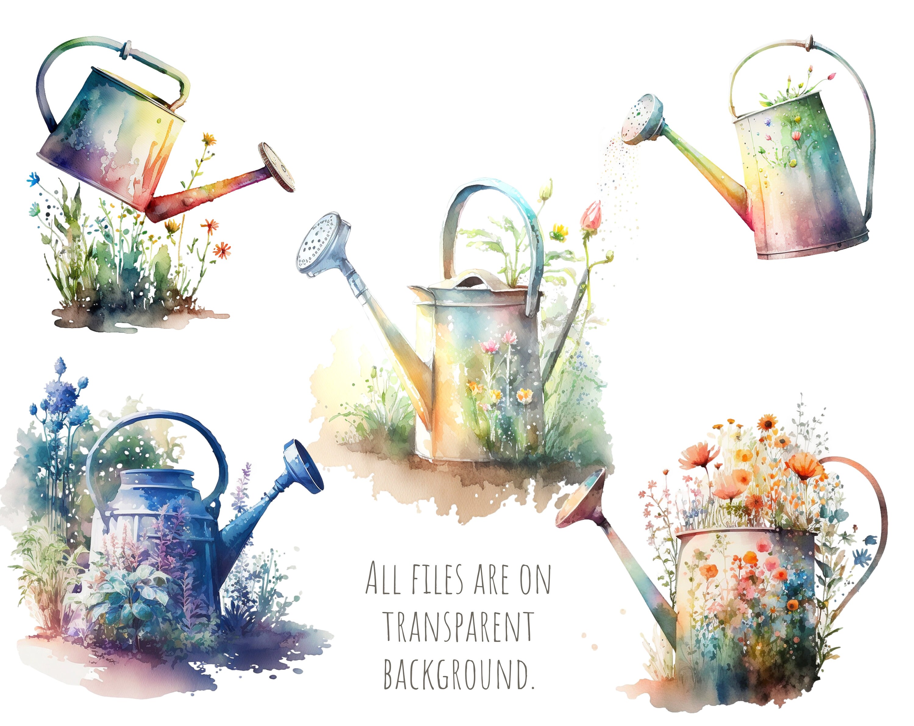 Watering Can Clipart Garden Clipart Floral Clip Art Png. - Etsy