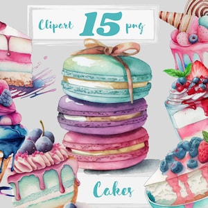 Cakes Clipart, Sweets Clip Art, Png. Digital Watercolor. Free ...