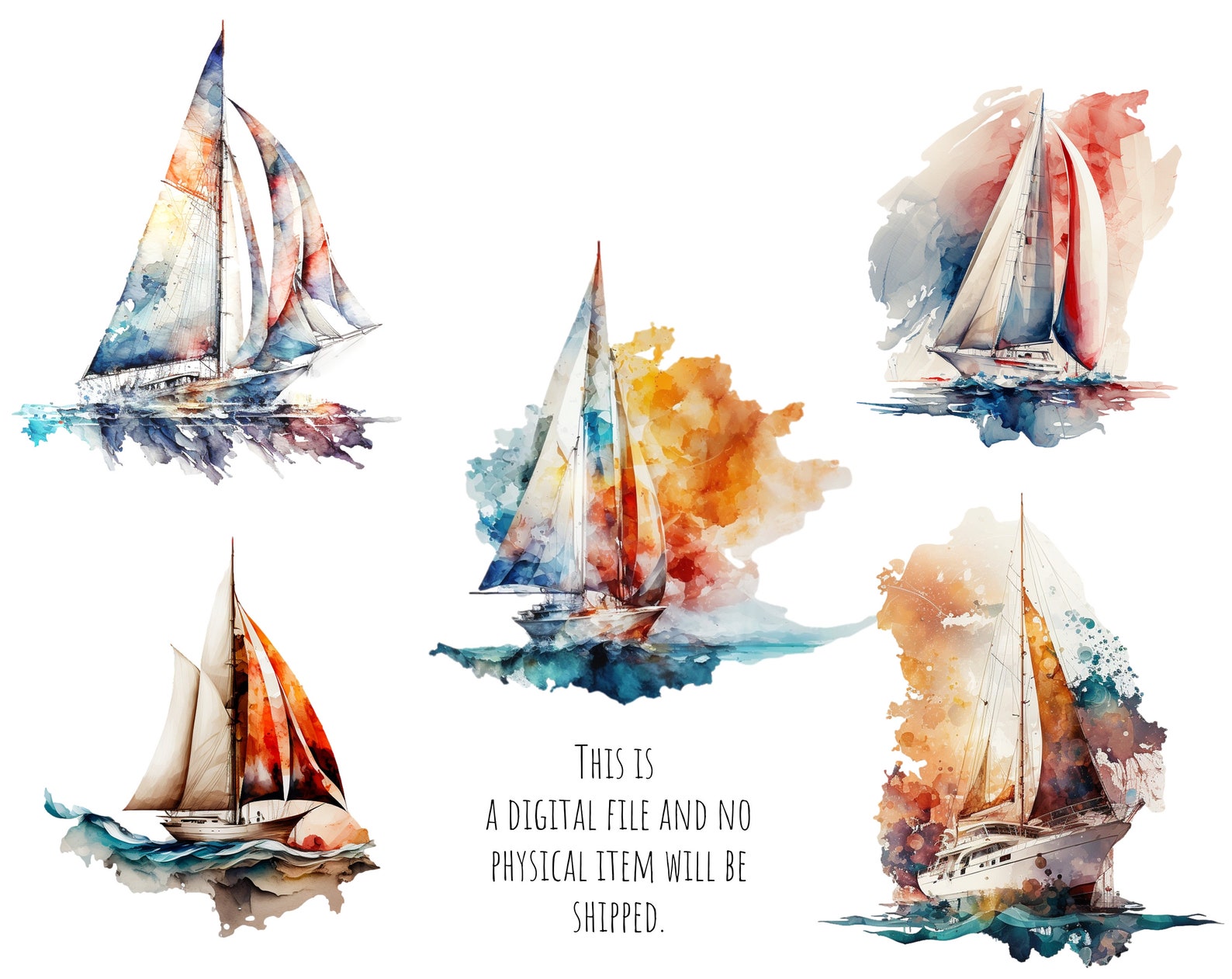 Sailing Yacht Clipart. Sea Clipart Ocean Clip Art PNG. - Etsy