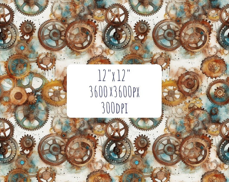 Steampunk Digital Paper Seamless Pattern Gears Pattern. - Etsy