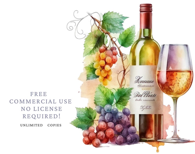 Watercolor Wine Clipart Png Bundle Png. Digital Watercolor. - Etsy