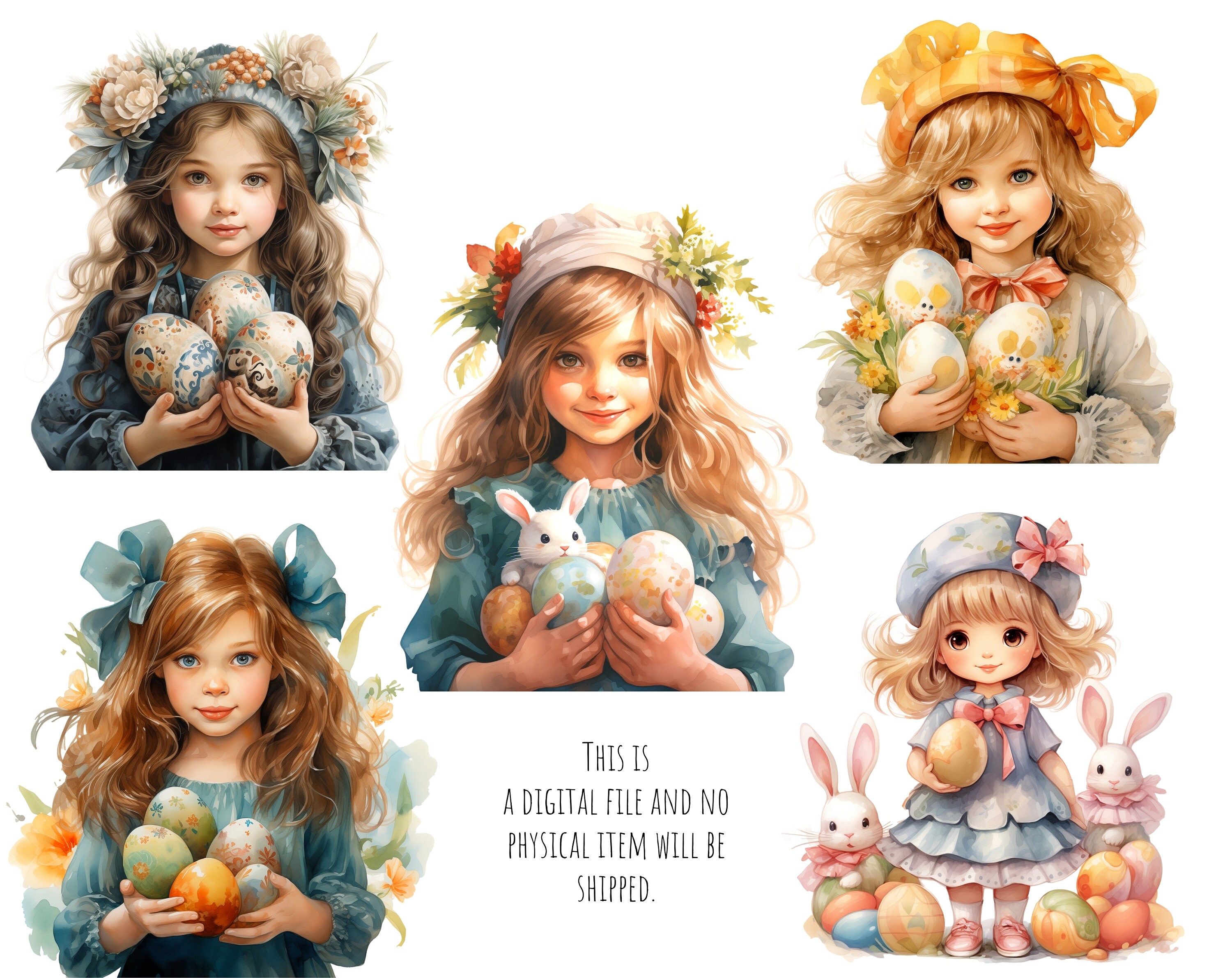 Easter Clipart, Easter Girl Clipart, Spring Clipart, Boho Easter, Junk ...