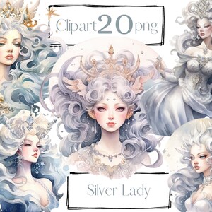 White Lady Clipart, Woman Clipart, Celestial Clipart, White Queen ...
