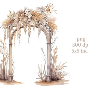 Watercolor Boho Floral Arches Clipart, Wedding Clipart, Love, Wedding ...