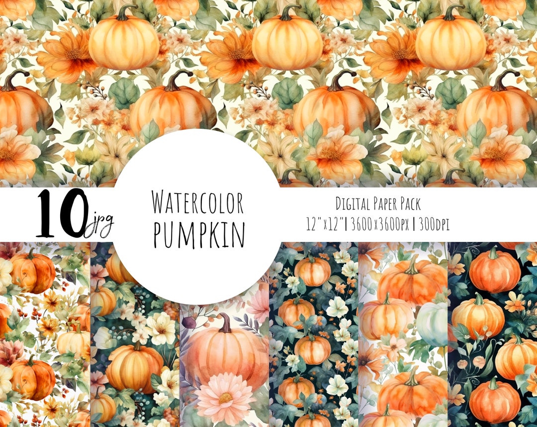 Pumpkin Digital Paper, Seamless Pattern, Summer, Fall Pattern ...