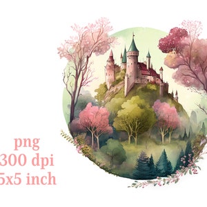 Spring Castle Clipart, Palace Clip Art, Png. Digital Watercolor. Free ...