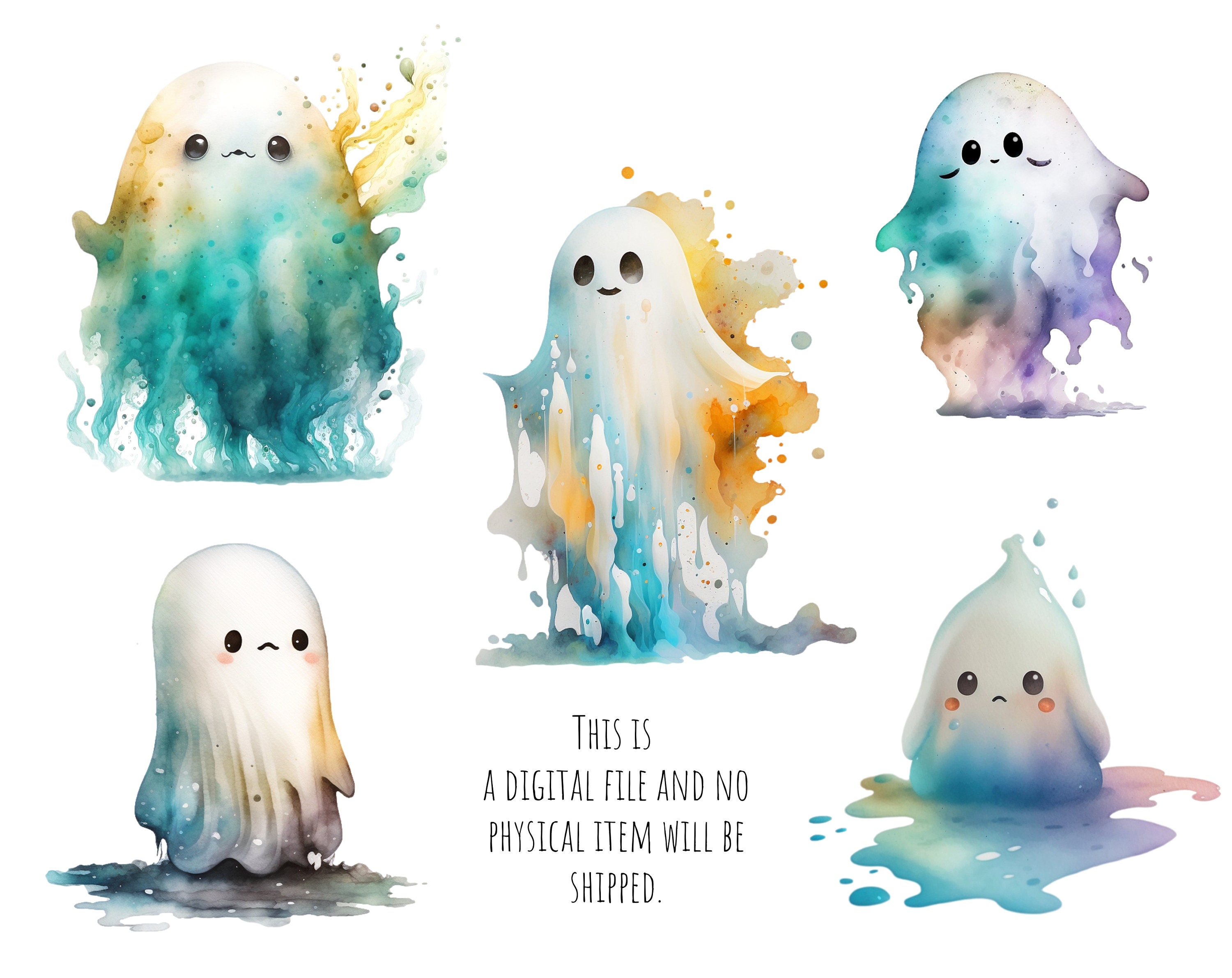 Ghosts Clipart. Halloween Clipart. Cute Ghosts. Png. Digital - Etsy UK