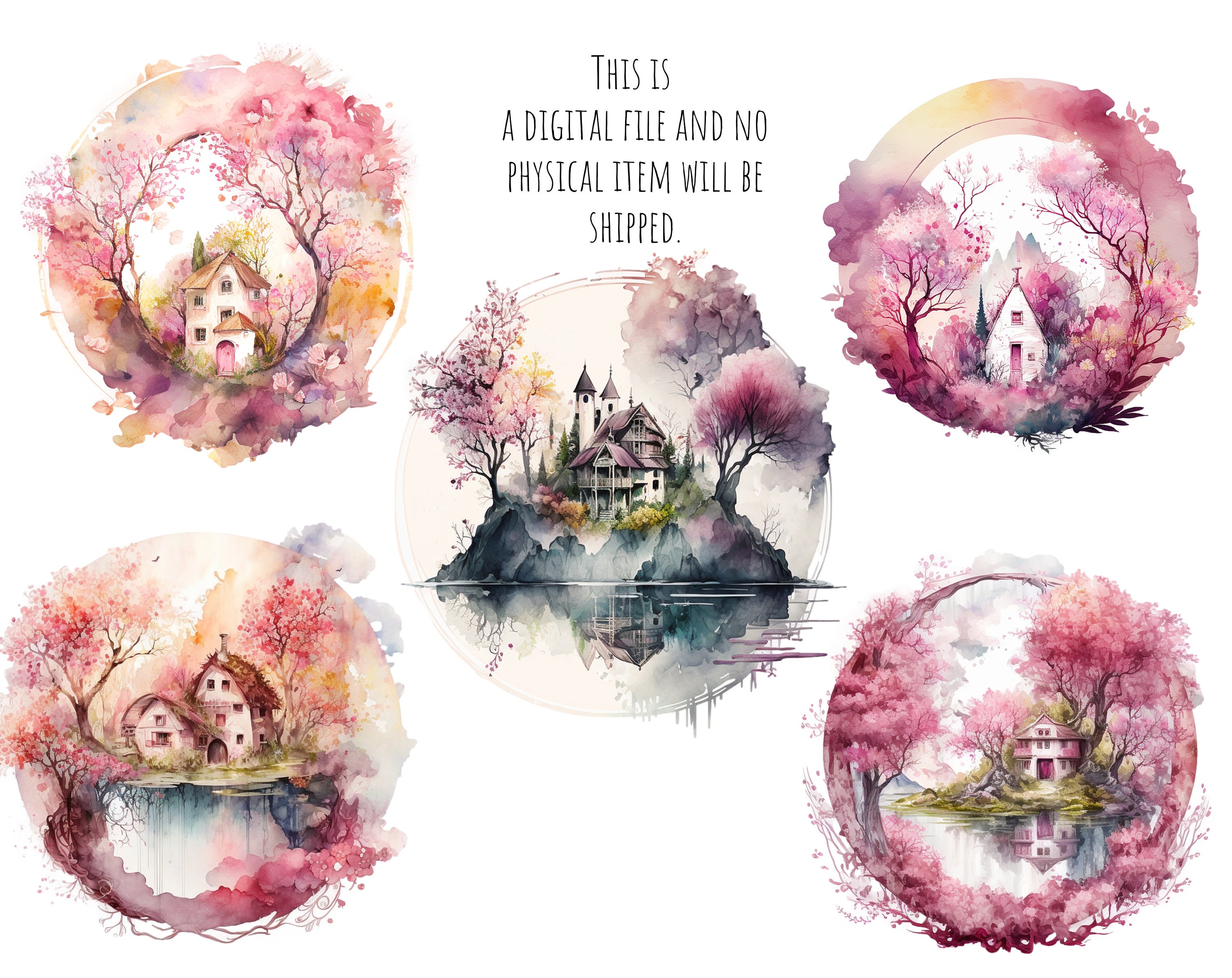 Spring Fairy House Clipart, Png. Magic Cottage. Elf Village. Digital ...