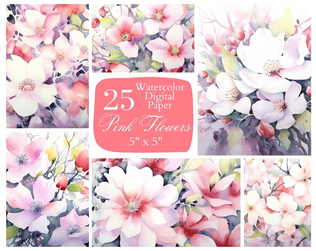 Floral Digital Paper, Floral Clipart. Watercolor Scrapbook Paper for ...