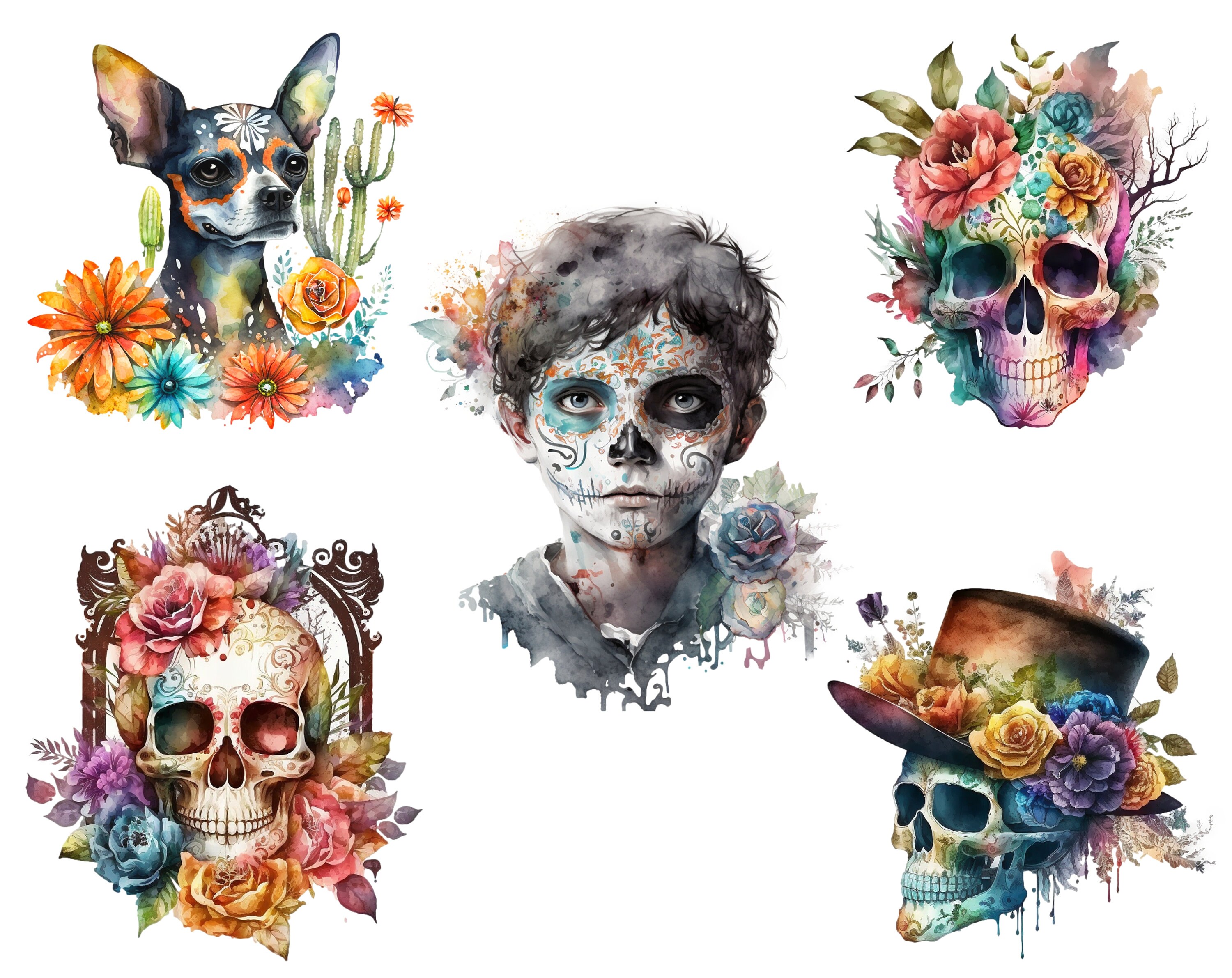 The Day of the Dead Clipart Halloween Clipart Día De - Etsy