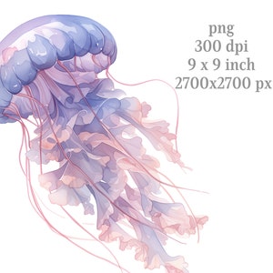 Jellyfish Clipart, Nautical Clipart. Ocean, Sea Clip Art, Transparent ...