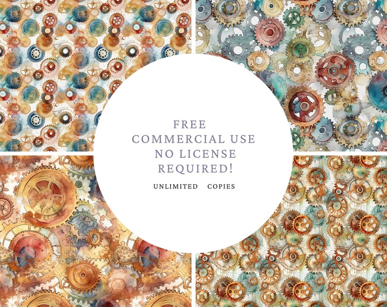 Steampunk Digital Paper Seamless Pattern Gears Pattern. - Etsy