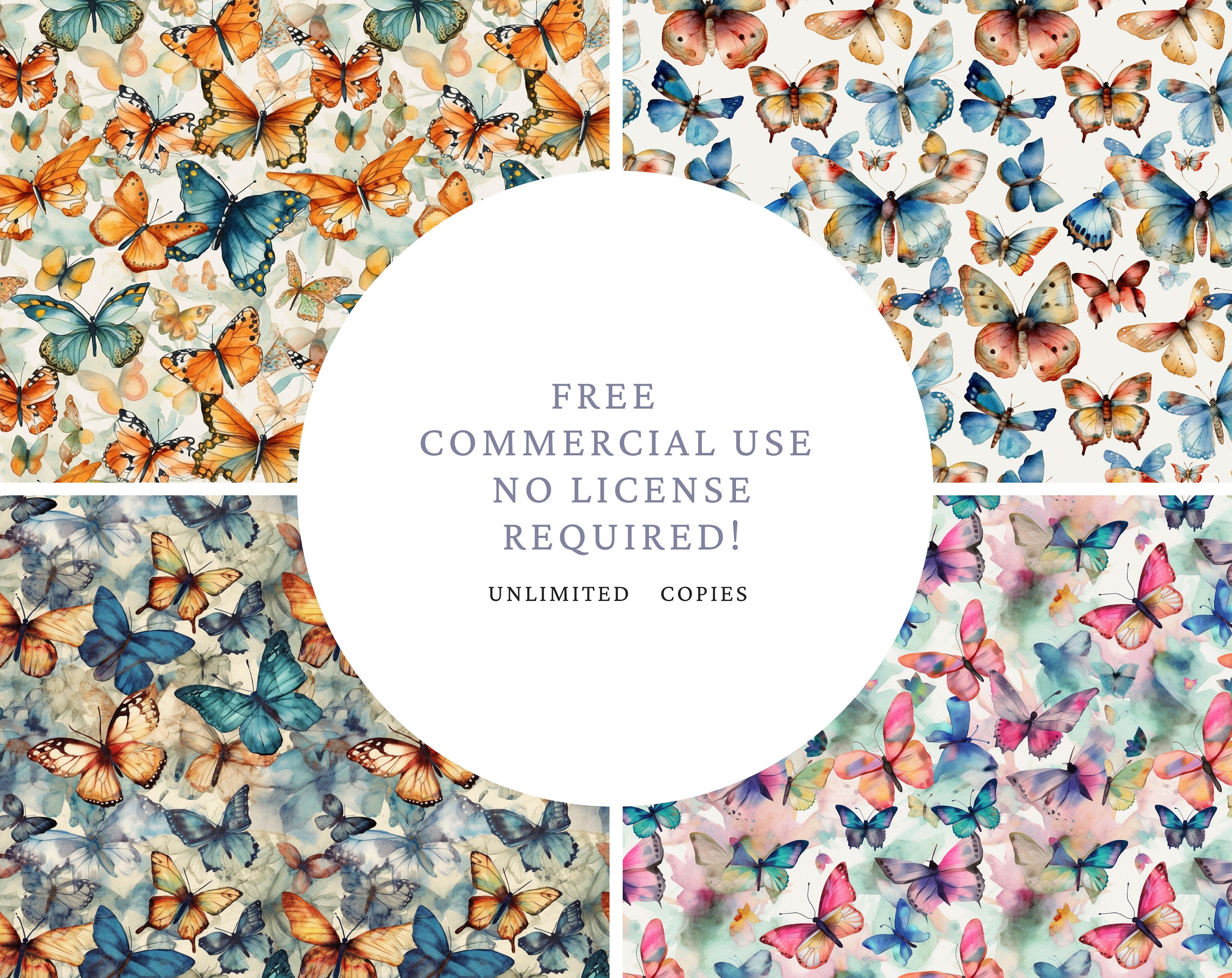 Butterfly Digital Paper Seamless Pattern Flower Pattern. - Etsy