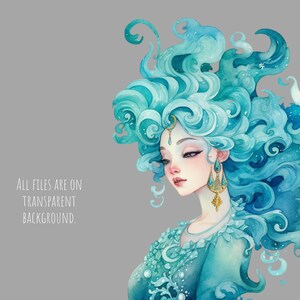 Turquoise Lady Clipart, Woman Clipart, Celestial Clipart, Queen ...