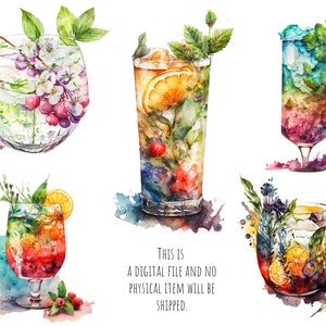 Spring Cocktails Clipart, Png Bundle, Png. Digital Watercolor. Free ...