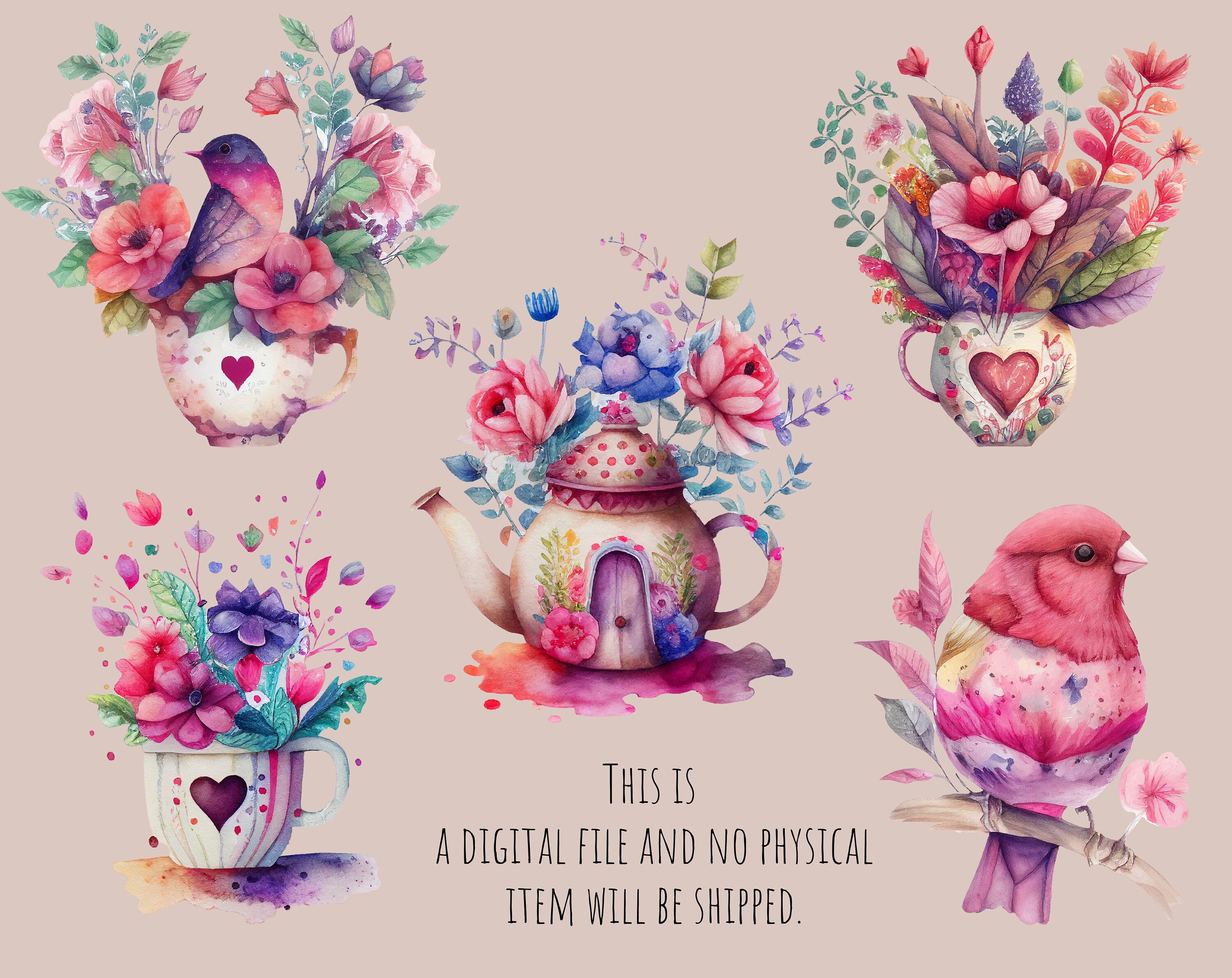 Love Clipart, Tea Time Clip Art, Png. Digital Watercolor. Free ...