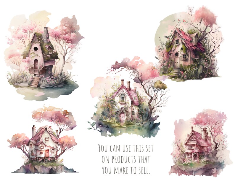 Spring Fairy House Clipart Png. Magic Cottage. Elf Village. - Etsy