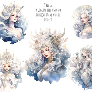 White Lady Clipart, Woman Clipart, Celestial Clipart, White Queen ...