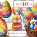 Rainbow Easter Clipart, Easter Eggs Clipart, Boho Easter, Bunny, Junk ...