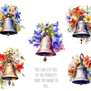 Bell Clipart. Vintage Clipart, Retro Clip Art, Boho. Floral Bell, Png ...