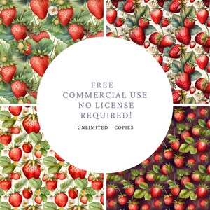 Strawberry Digital Paper, Berries, Seamless Pattern, Summer Pattern ...