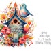 Birdhouse Clipart, Easter, Spring Bird Clipart, Floral Clip Art, Png ...