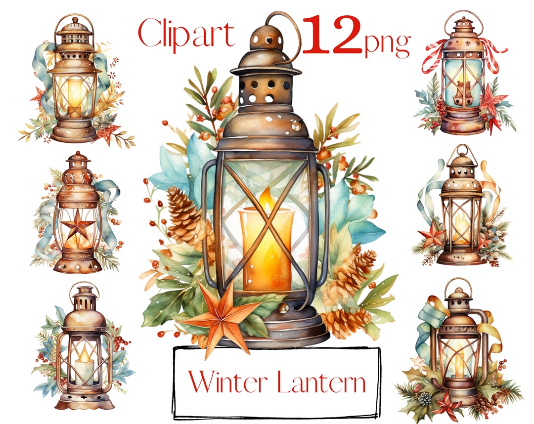 Boho Christmas Lantern Clipart. Christmas Decoration Clipart. Christmas ...