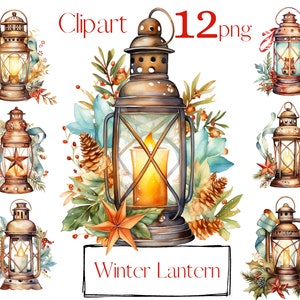 Boho Christmas Lantern Clipart. Christmas Decoration Clipart. Christmas ...