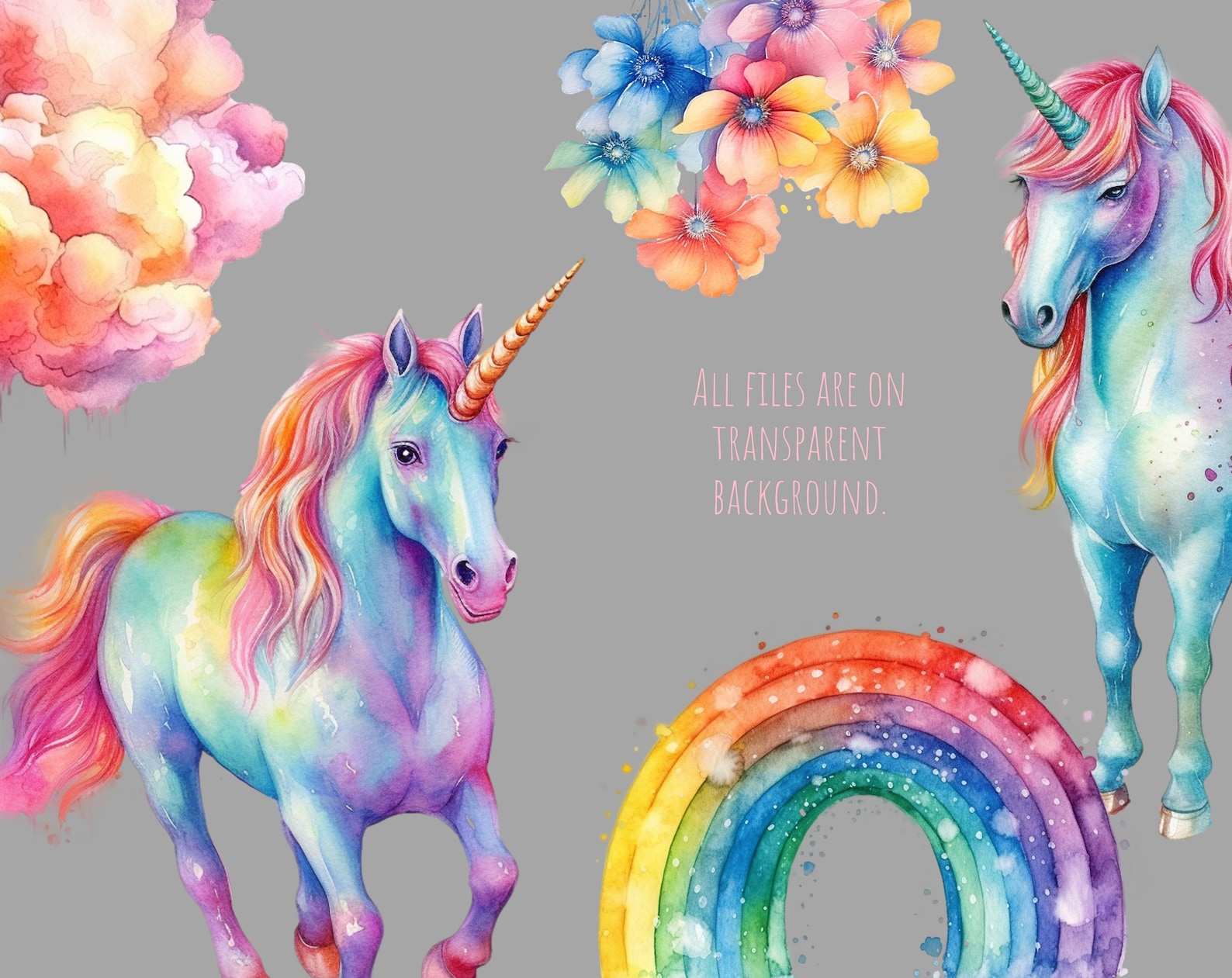 Rainbow Unicorn Clipart. Nursery Clipart. Magic Clipart Kid - Etsy