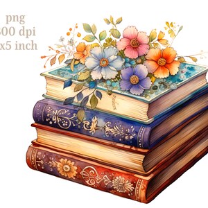 Book Clipart Books Bundle Reading Clipart Library Clipart - Etsy