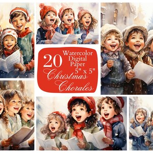 Christmas Digital Paper, Children Sing Christmas Songs, Chorales ...