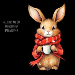 Christmas Bunny Clipart. Rabbit Clipart. Winter Clipart, Kid, Children ...