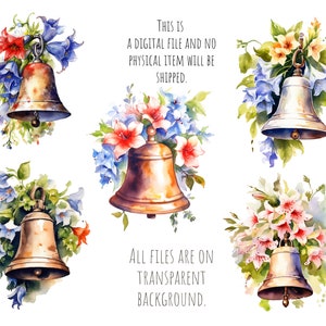 Bell Clipart. Vintage Clipart, Retro Clip Art, Boho. Floral Bell, Png ...