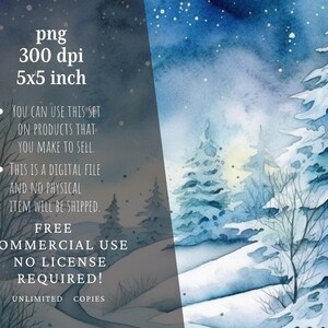 Winter Forest Digital Paper, Snow Winter Wood, Pattern. Watercolor ...