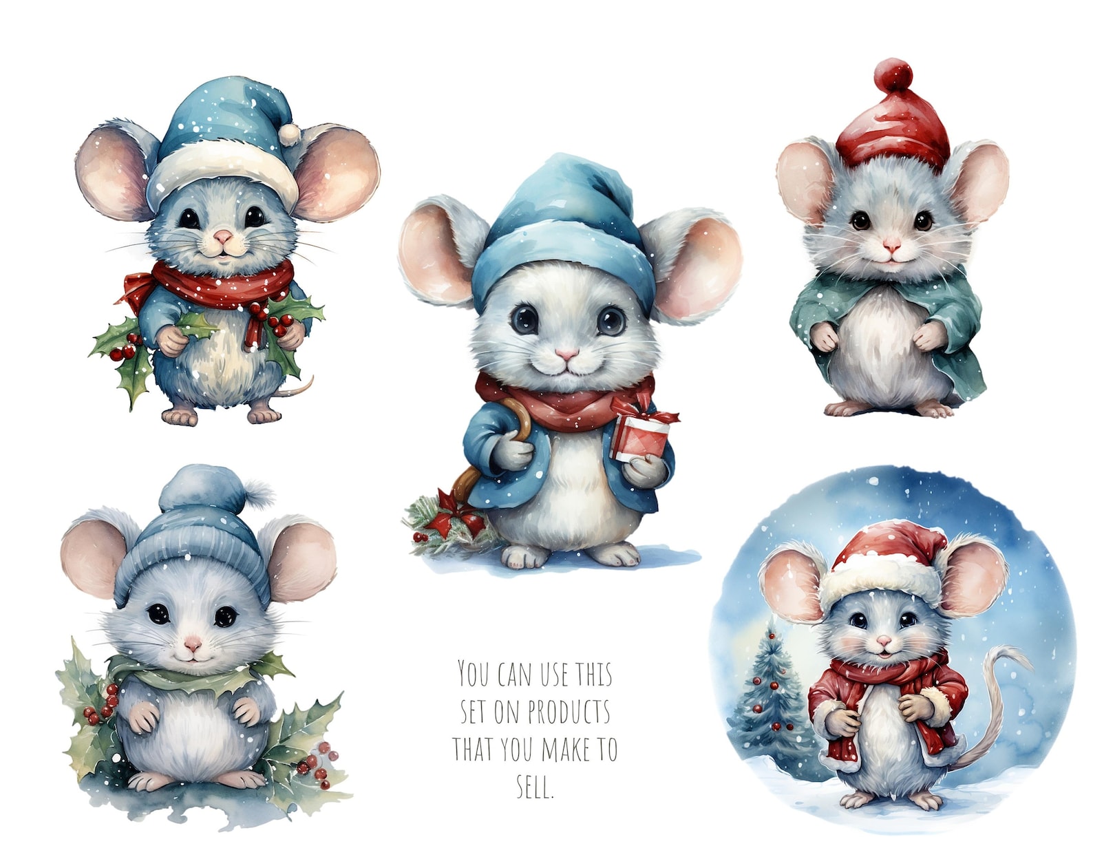 Christmas Mouse Clipart, Winter Mice Clipart Winter Clipart, Kid ...
