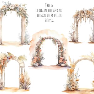 Watercolor Boho Floral Arches Clipart, Wedding Clipart, Love, Wedding ...