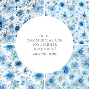 Winter Flowers Digital Paper, Seamless Pattern, Floral Pattern. Winter ...