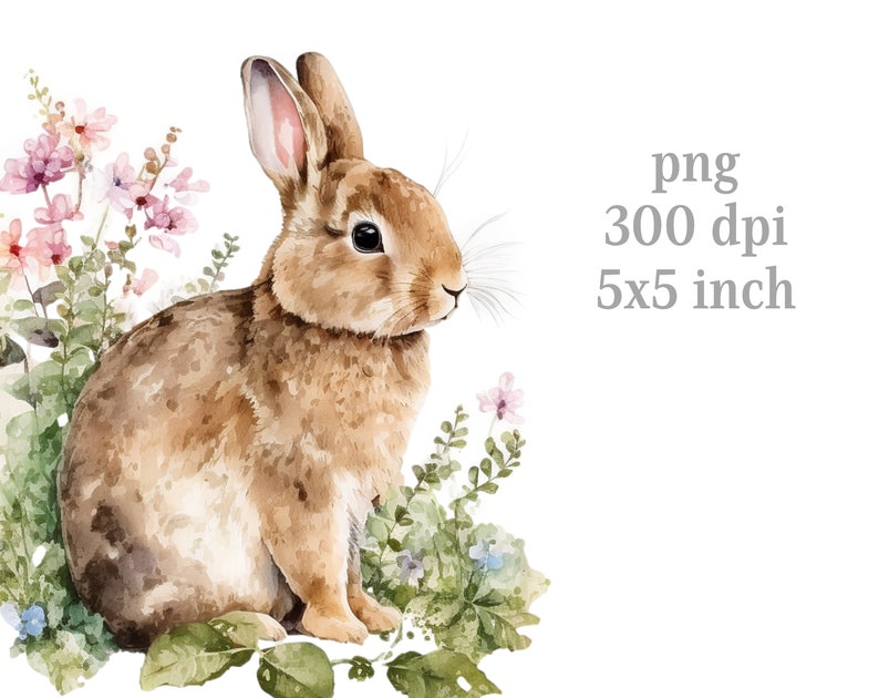 Bunnies Clipart. Bunny Bundle. Spring Clipart, Rabbit Clip Art, Boho ...