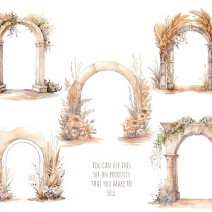 Watercolor Boho Floral Arches Clipart, Wedding Clipart, Love, Wedding ...